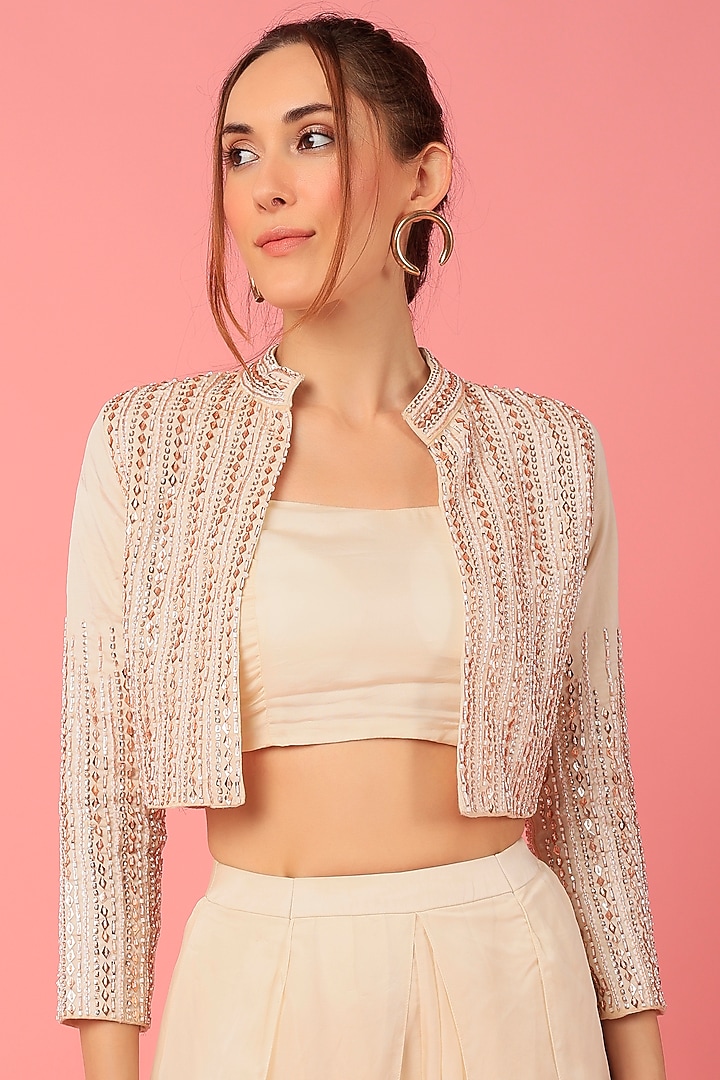 White Embroidered Jacket Set by MASUMI MEWAWALLA at Pernia's Pop Up ...