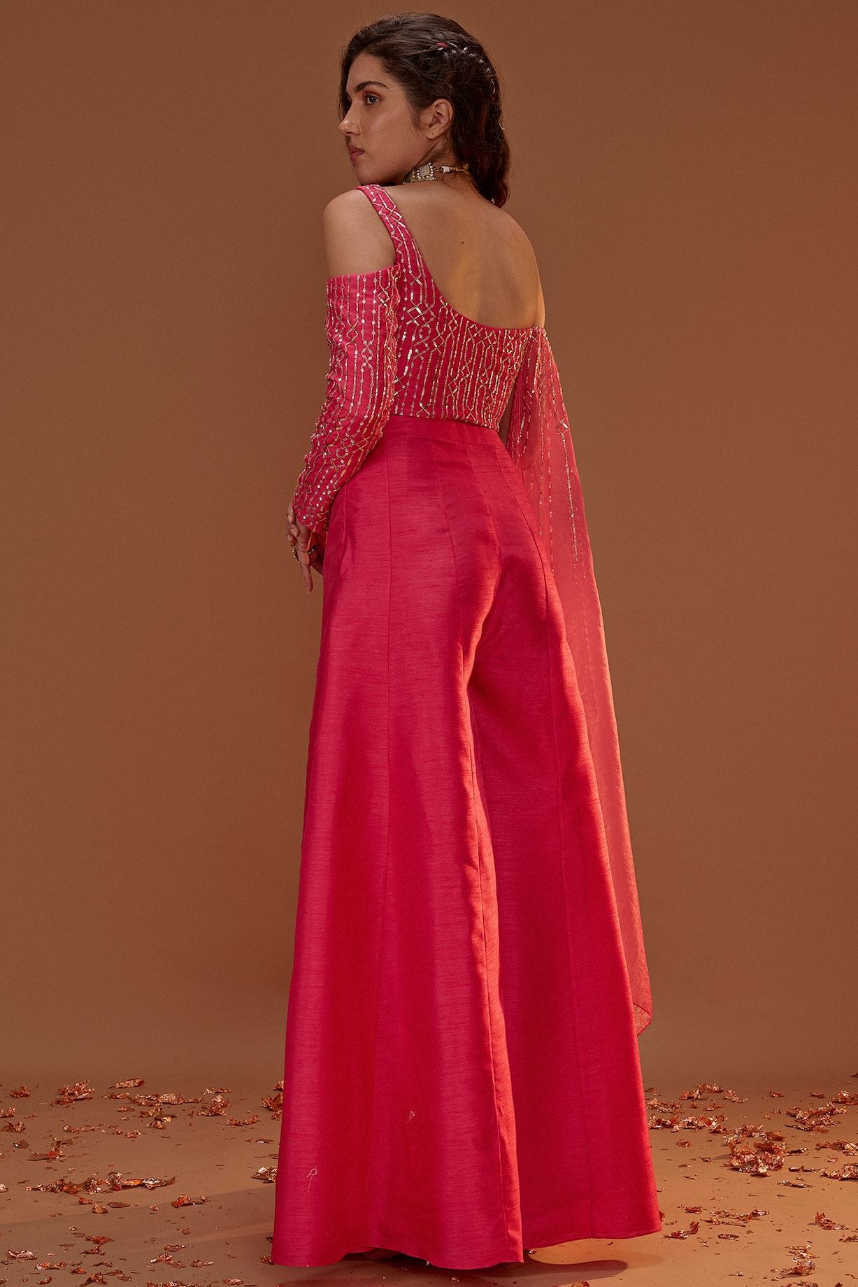 Hot Pink Palazzo Pant Set by MASUMI MEWAWALLA at Pernia's Pop Up Shop 2025