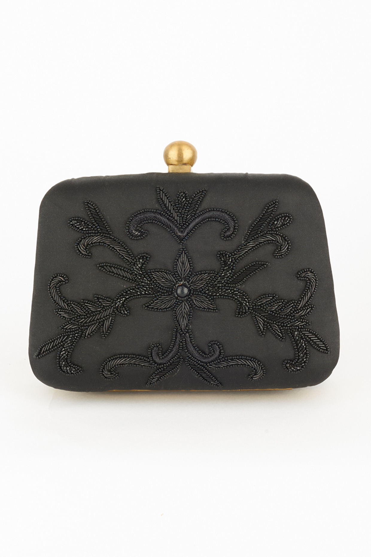 Black Floral Hand Embroidered Clutch by PRACCESSORII at Pernia's Pop Up ...