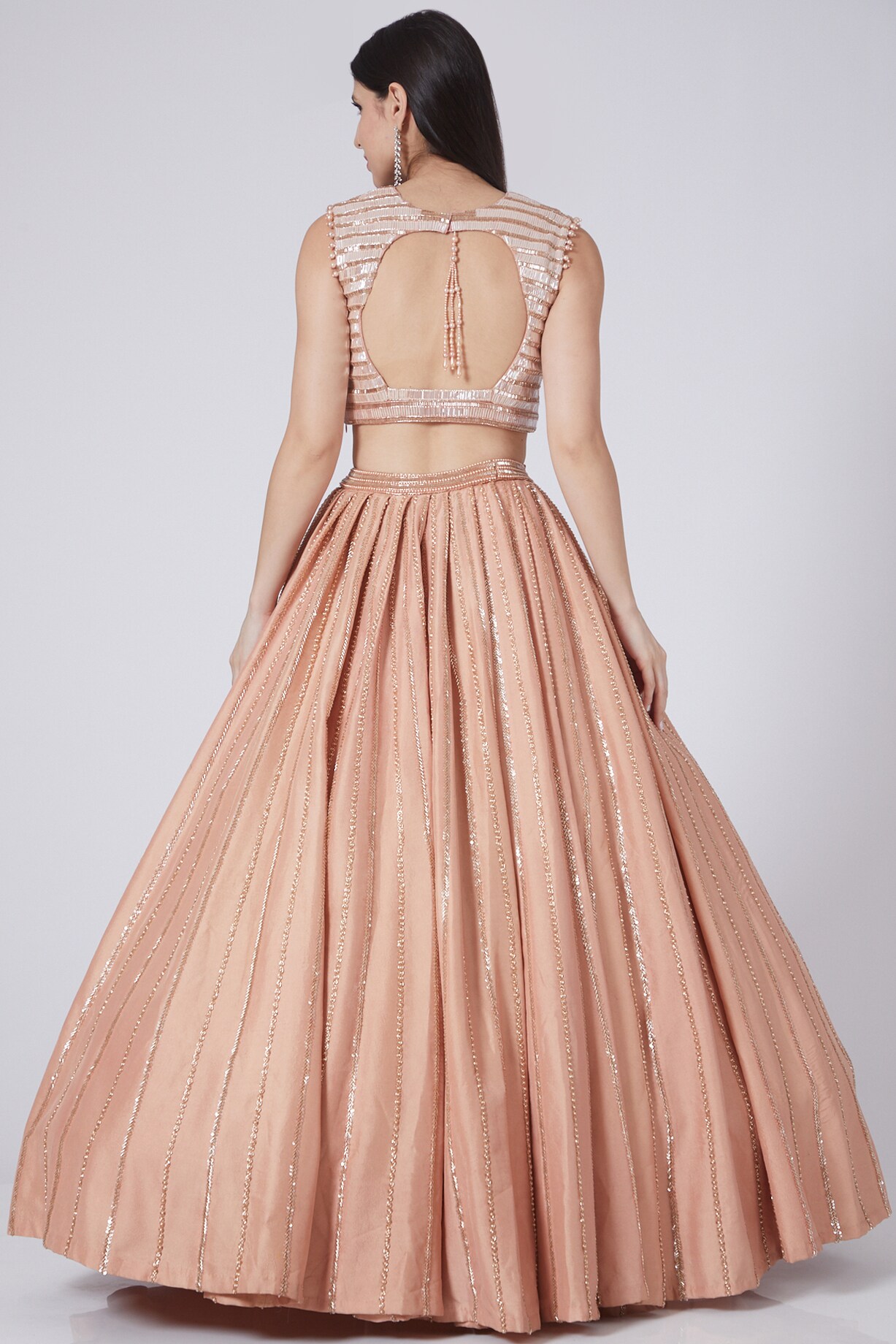 Peach Sequins Wedding Lehenga Set by Prakriti Chawla at Pernia's Pop Up ...