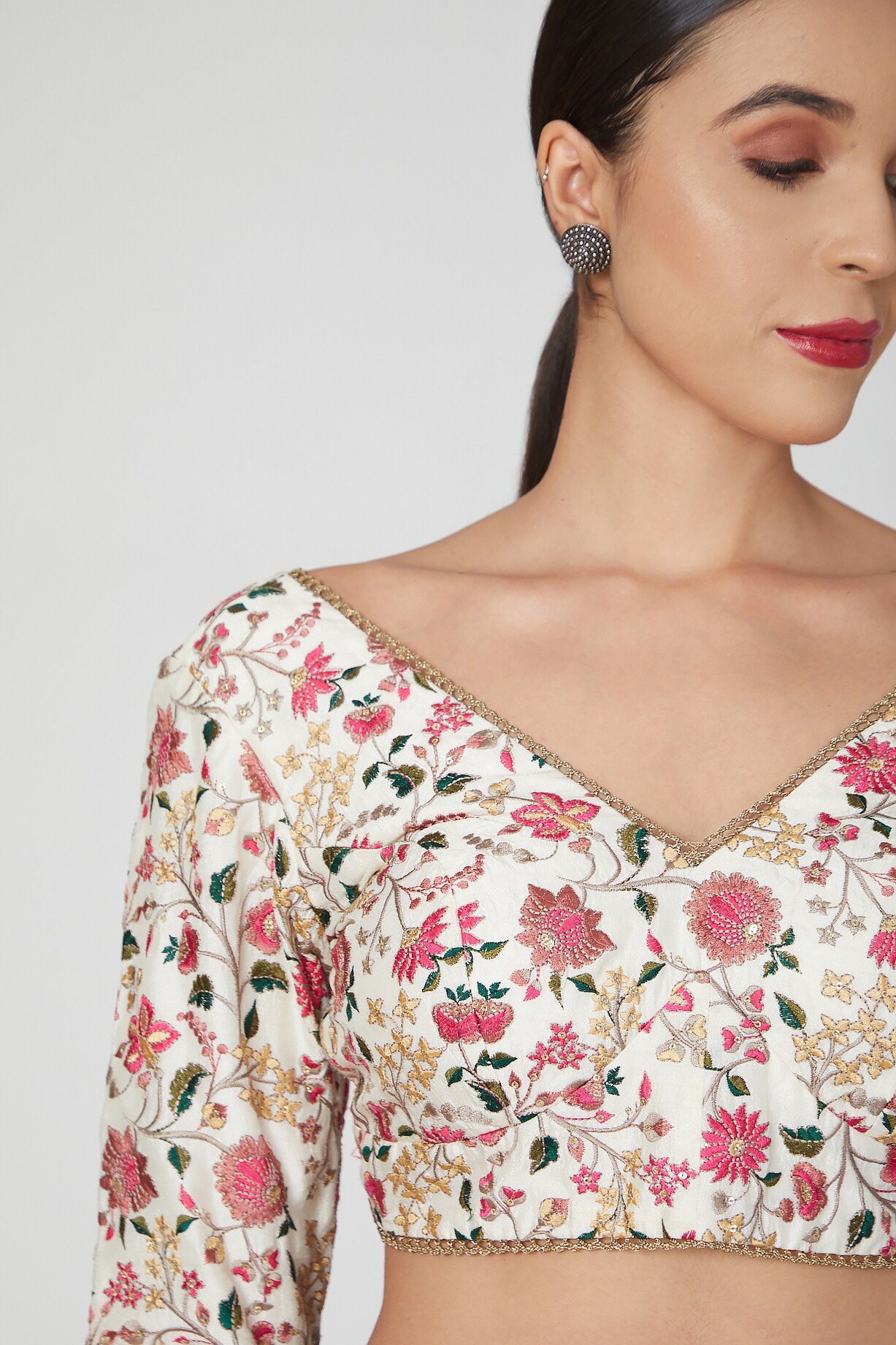 White Embroidered Blouse With Full Sleeves by Pranay Baidya at Pernia's ...