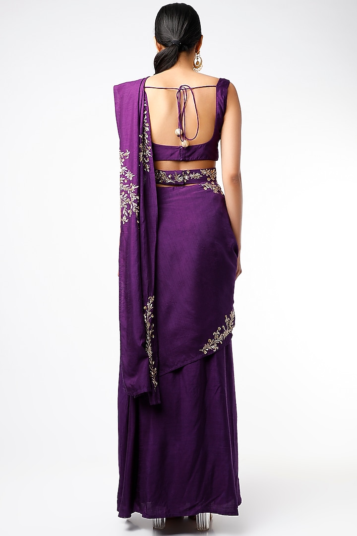 Purple Cowl Skirt Saree Set Design by Prathyusha Garimella at Pernia's ...