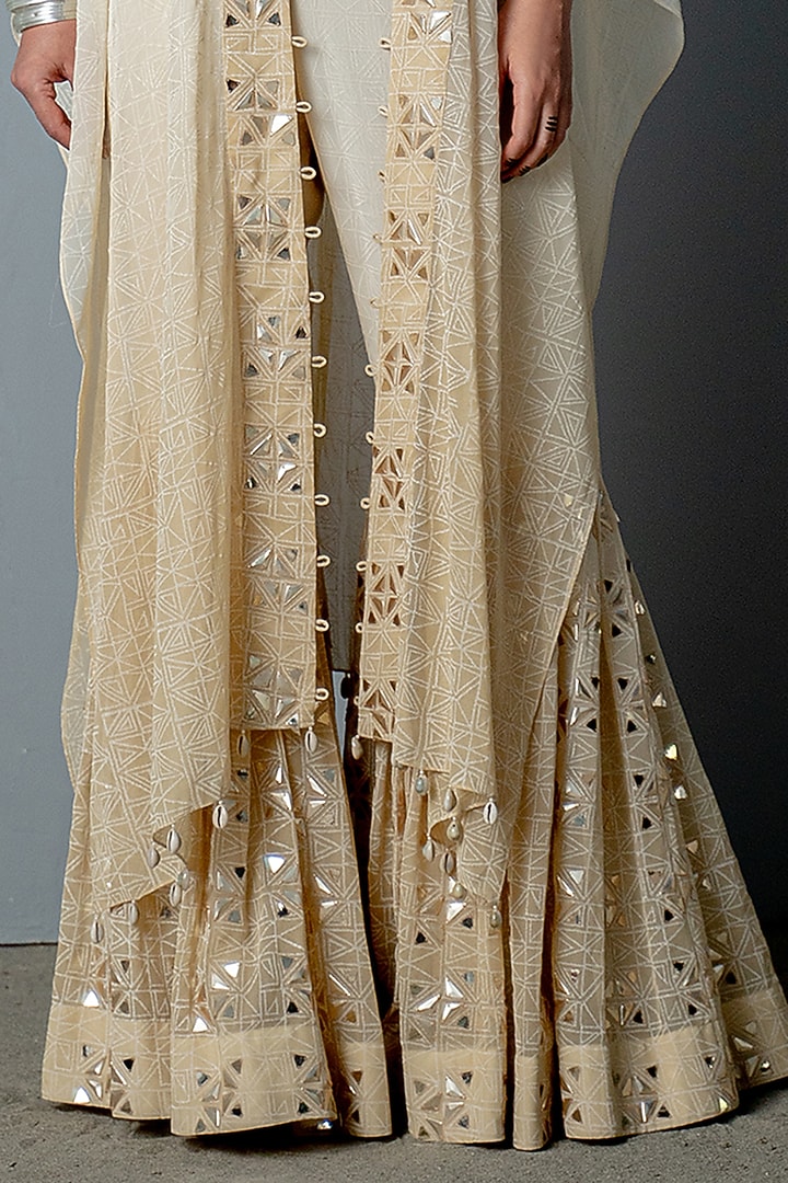 Ivory & Gold Embroidered Sharara Set by POOJA RAJGARHIA GUPTA at Pernia ...