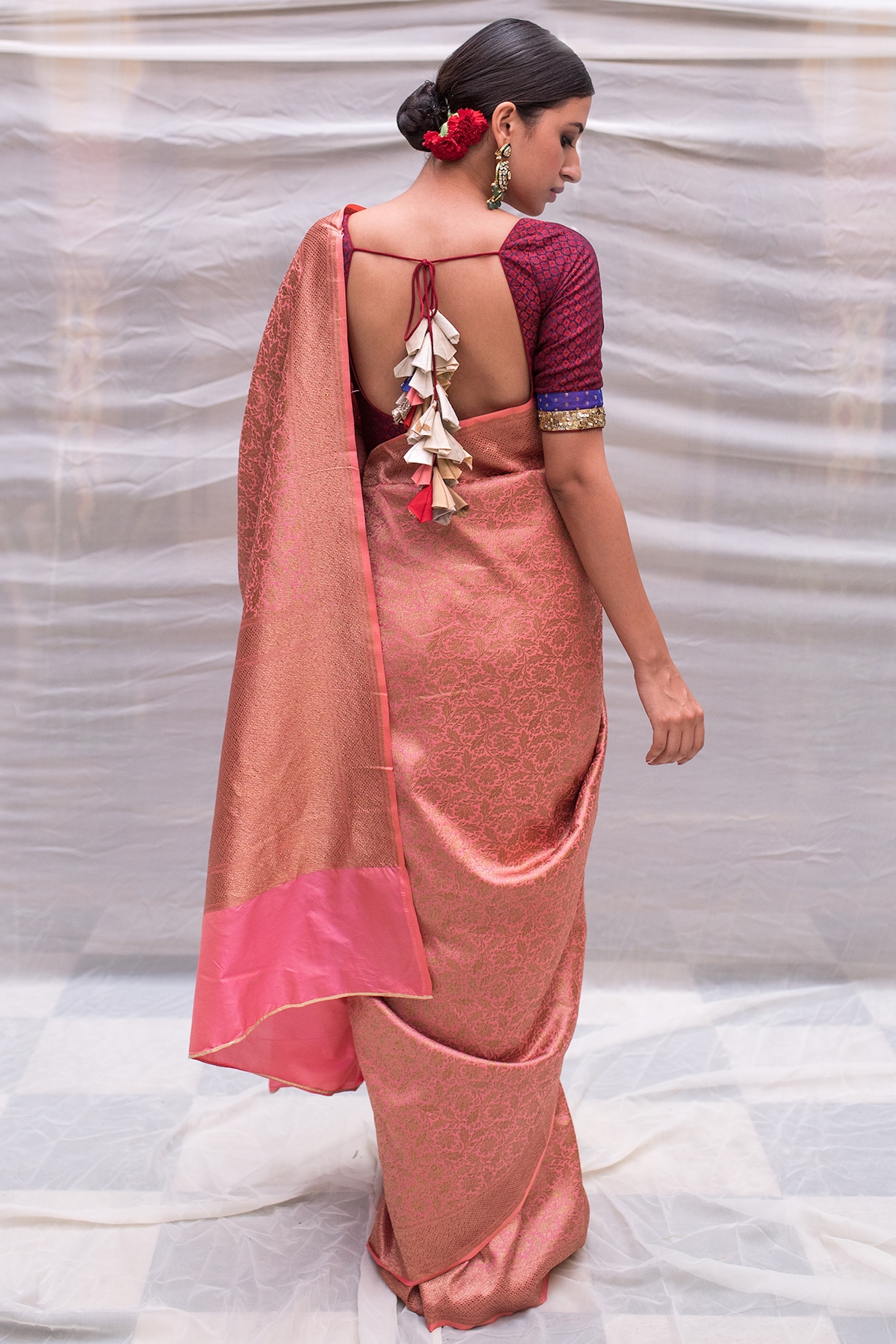 Pink Silk Brocade Banarasi Meenakari Saree Design by Priyanka Raajiv at ...