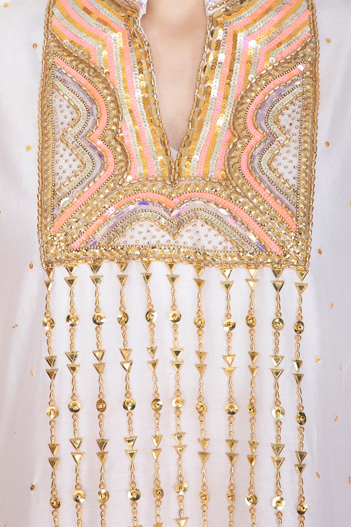 White Hand Embroidered Tunic Design by Param Sahib at Pernia's Pop Up ...