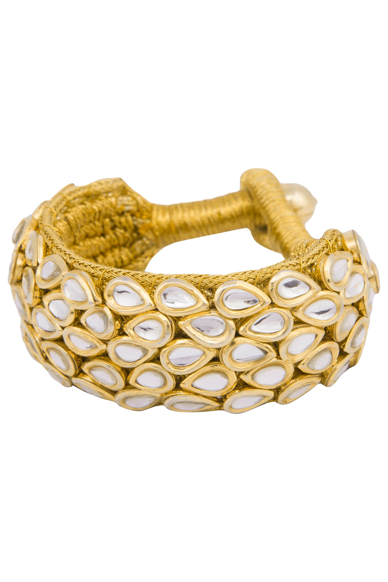 Gold plated kundan pochi bracelet by Parure at Pernia's Pop Up Shop 2025