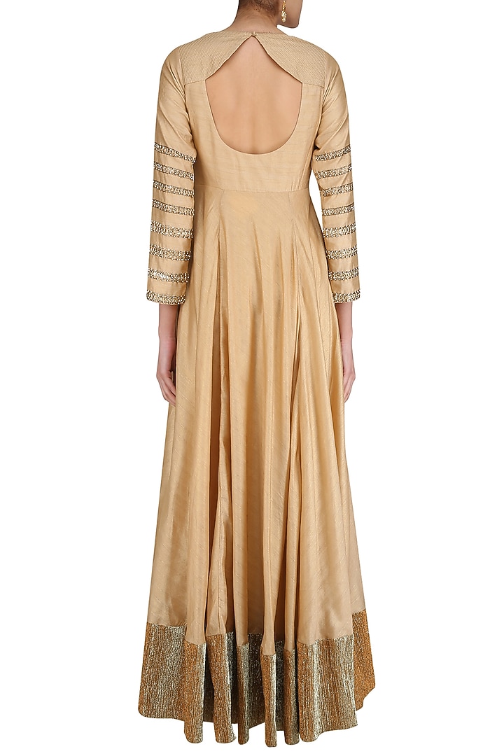 Gold hand embroidered anarkali suit set available only at Pernia's Pop ...
