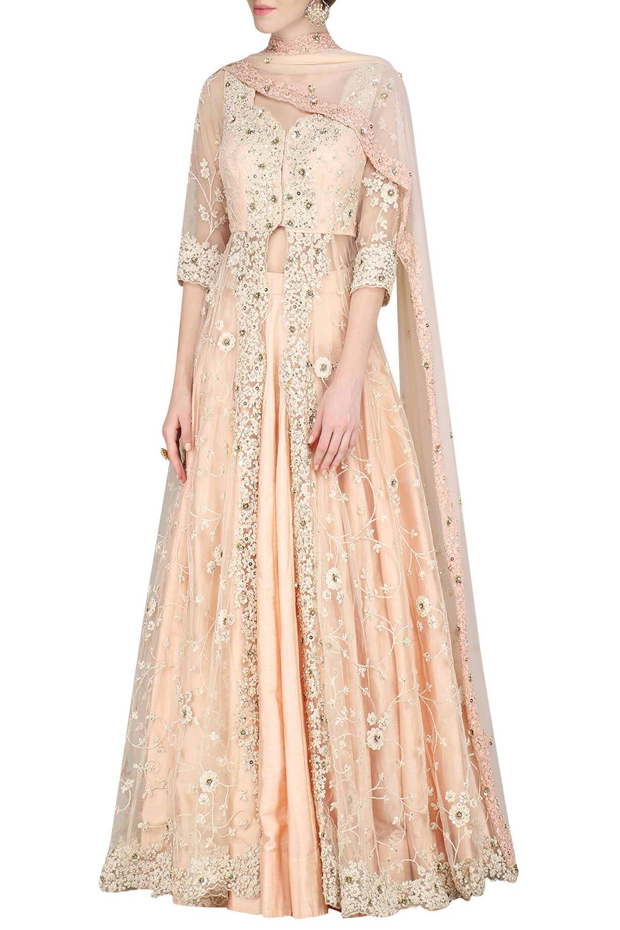 Peach pink jacket with skirt and dupatta available only at Pernia's Pop ...