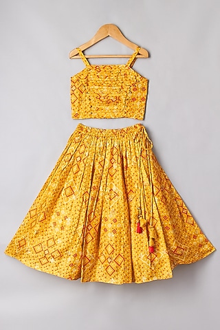 Keshriya Printed Lehenga Set For Girls by P & S Co at Pernia's Pop Up ...