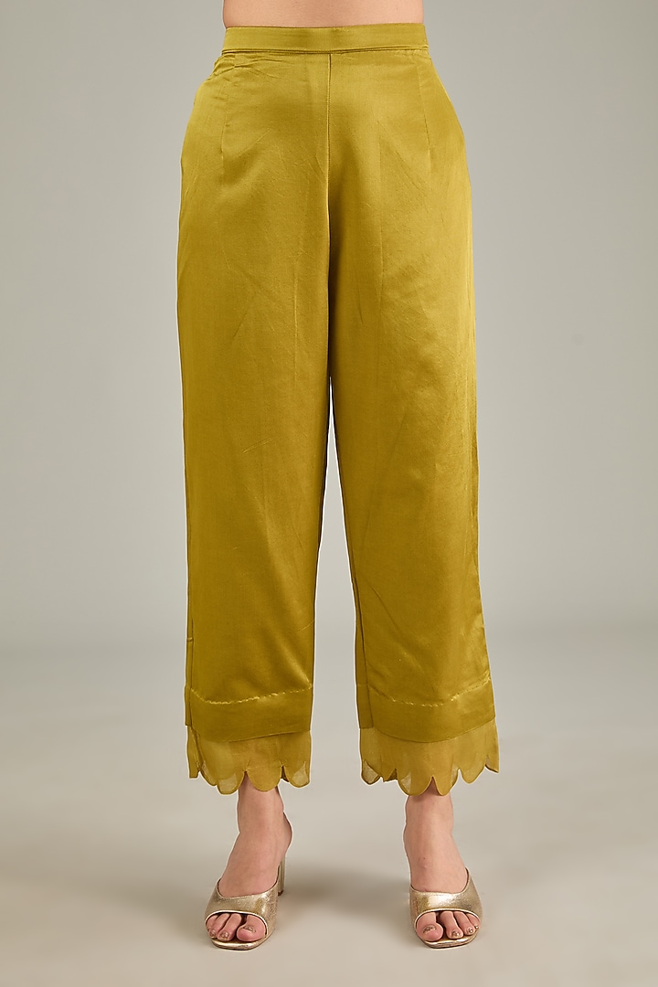 Olive Green Silk Pitta Work Kurta Set by Prisho at Pernia's Pop Up Shop ...