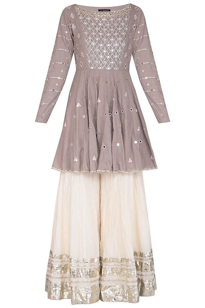 Grey Embroidered Kalidar Sharara Set by Priyanka Singh at Pernia's Pop ...