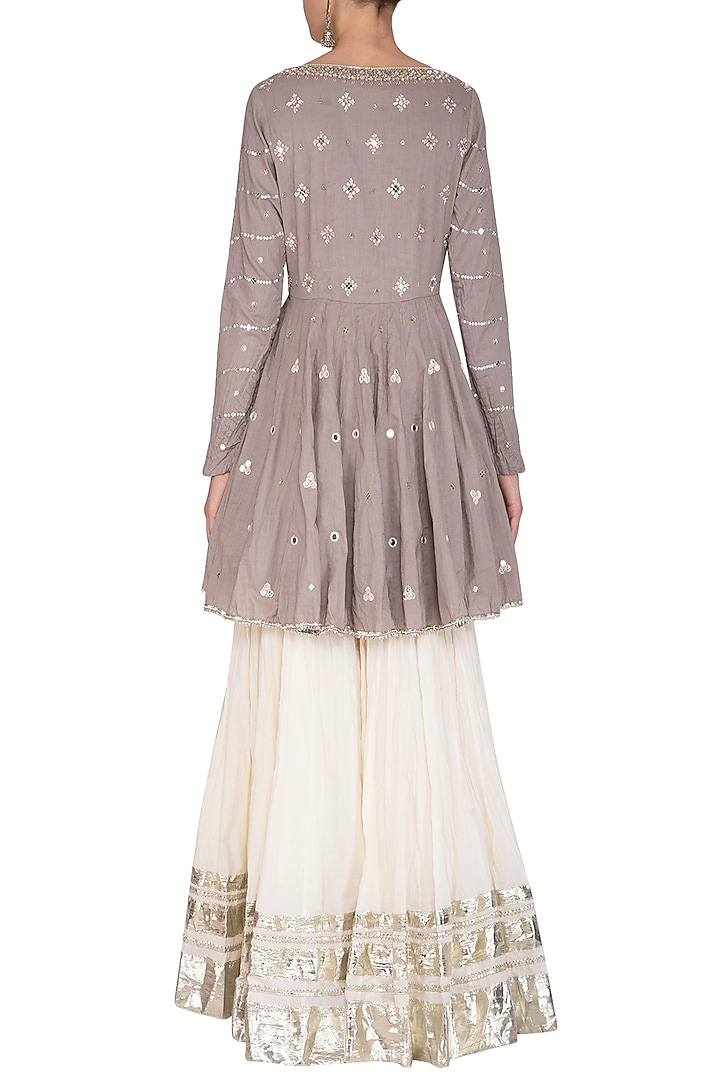 Grey Embroidered Kalidar Sharara Set by Priyanka Singh at Pernia's Pop ...