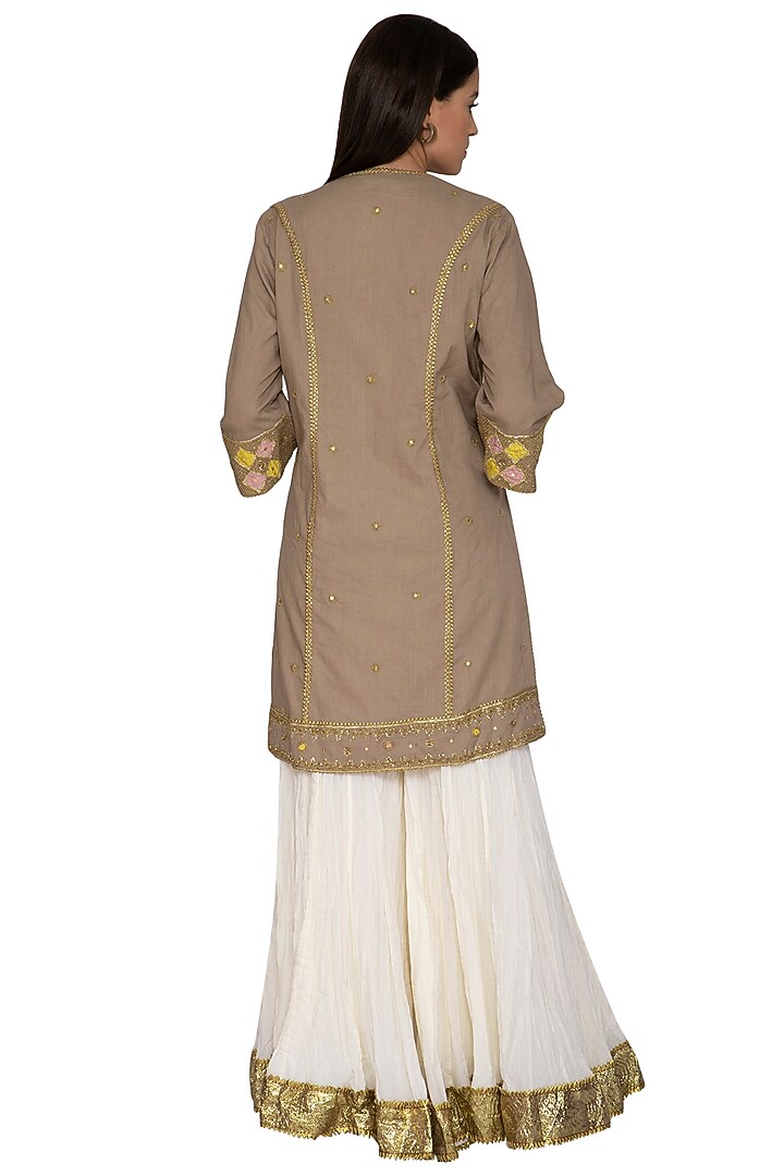 Dark Beige Embroidered Gharara Set by Priyanka Singh at Pernia's Pop Up ...