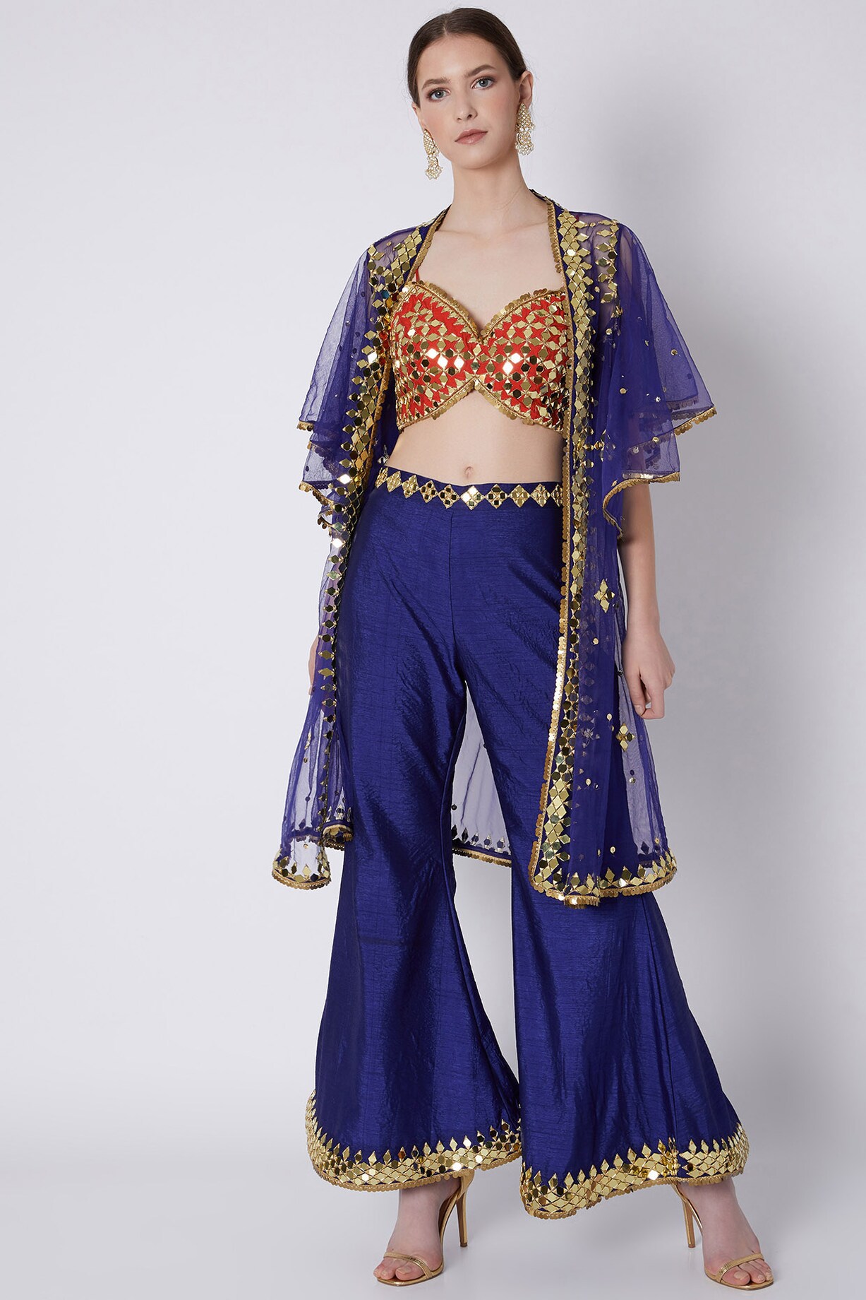 Red & Blue Embroidered Cape Set Design by Preeti S Kapoor at Pernia's ...