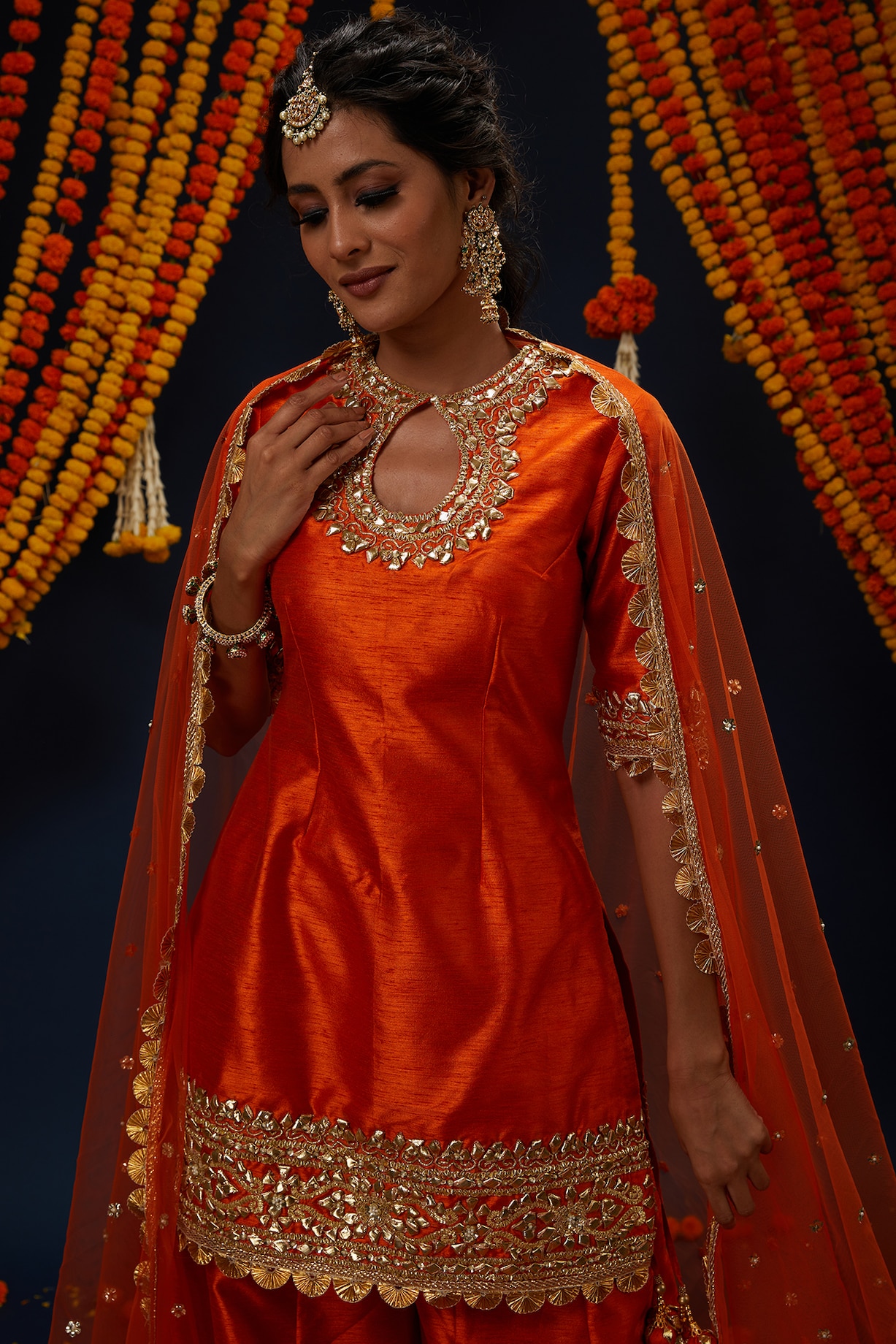 Rust Dupion Sharara Set by Preeti S Kapoor at Pernia's Pop Up Shop 2025