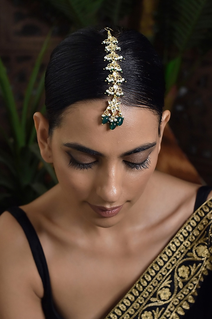 Gold Finish Kundan Polki Maang Tikka Design by Paisley Pop at Pernia's ...