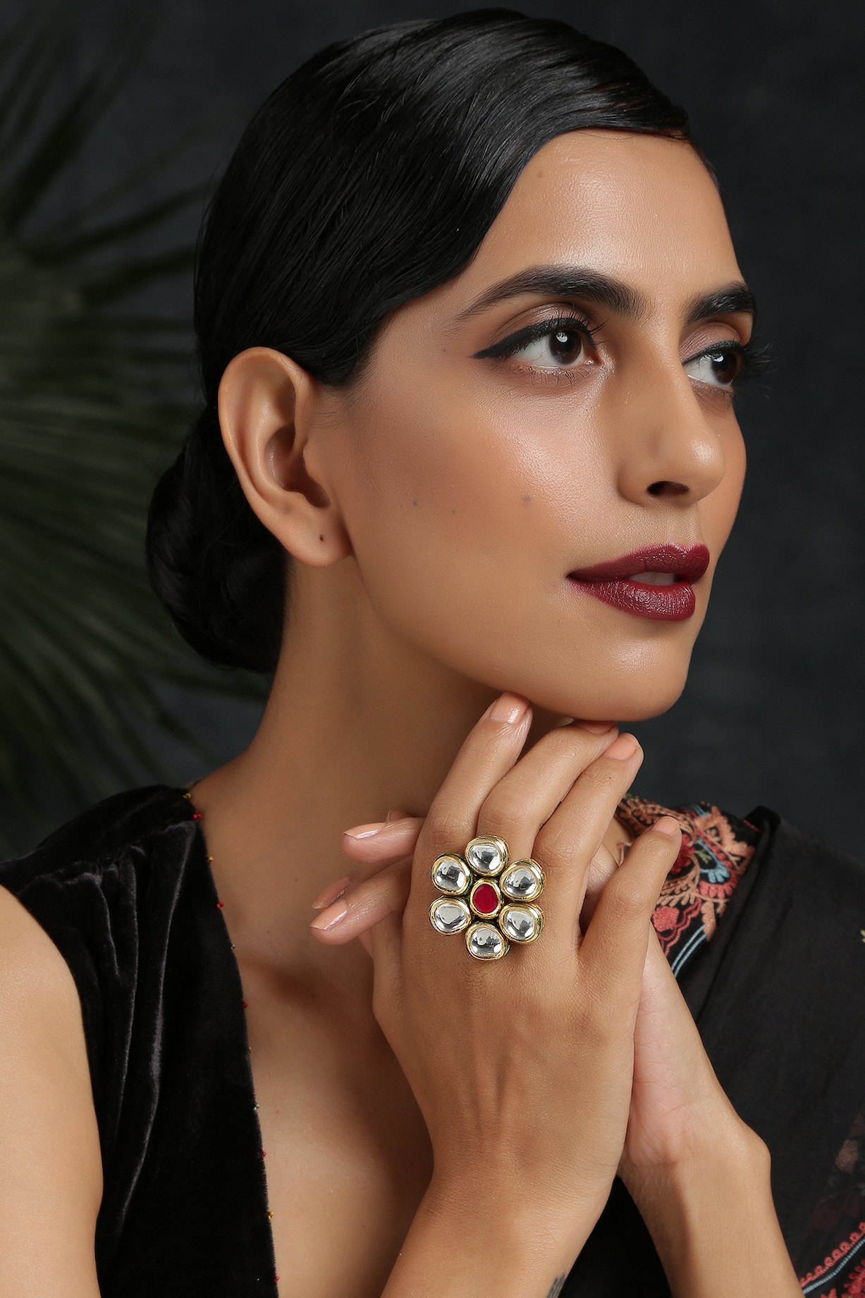 Gold Plated Kundan Polki Cocktail Ring by Paisley Pop at Pernia's Pop ...