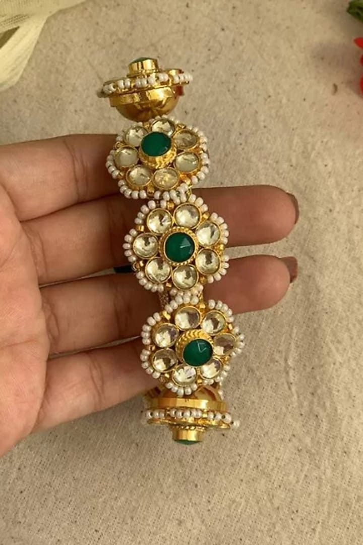 Gold Finish Green Pachi Kundan Bangle Design by PUTSTYLE at Pernia's ...