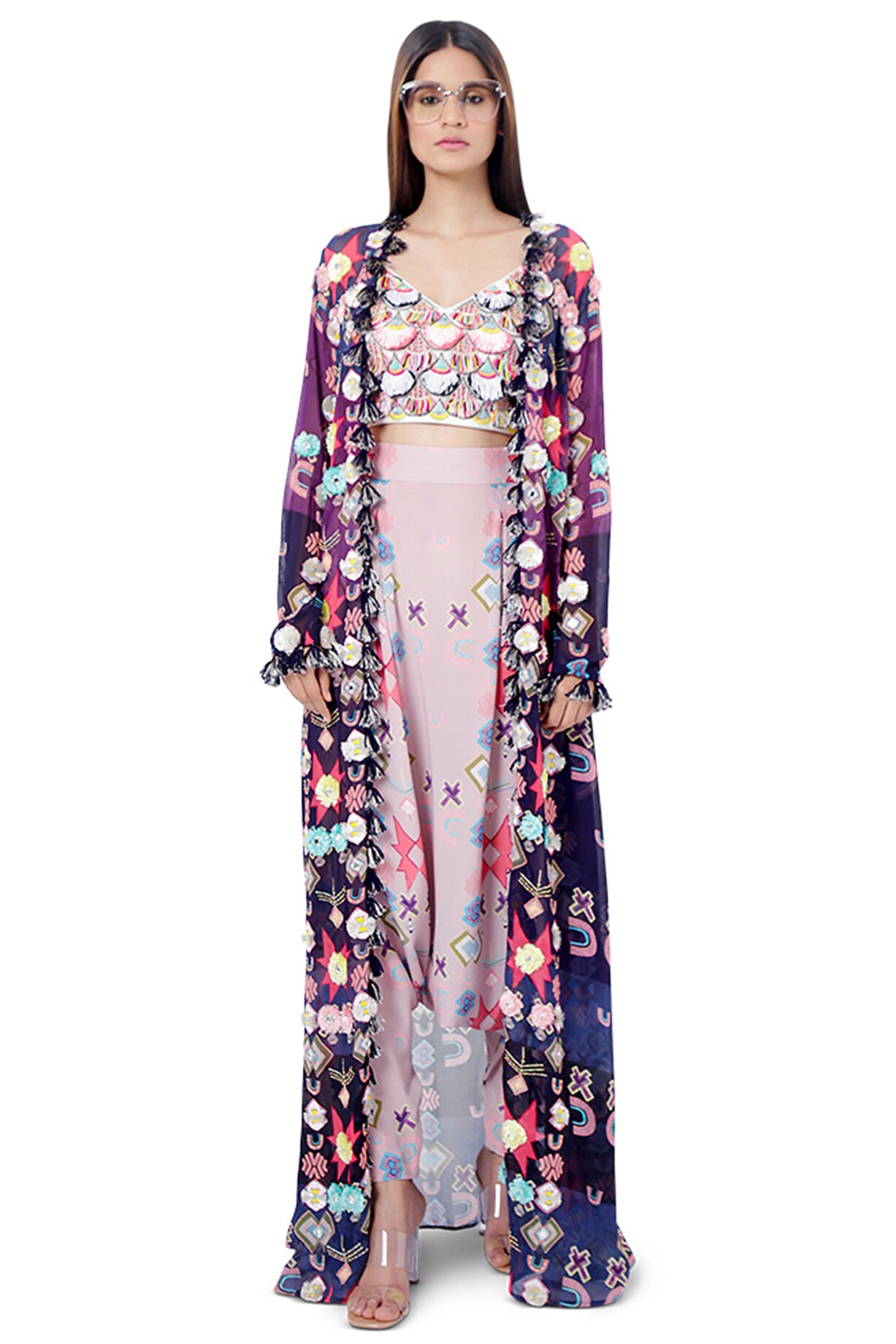 Purple & Pink Embroidered Jacket Set by Payal Singhal at Pernia's Pop ...