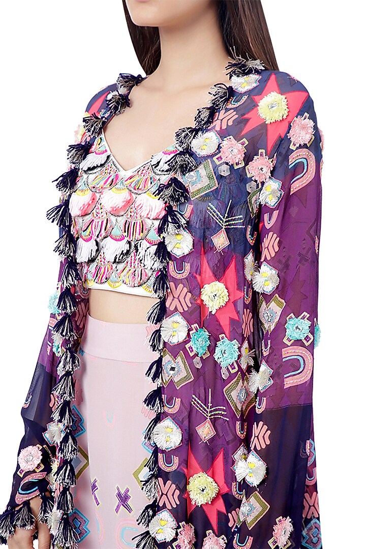 Purple & Pink Embroidered Jacket Set by Payal Singhal at Pernia's Pop ...