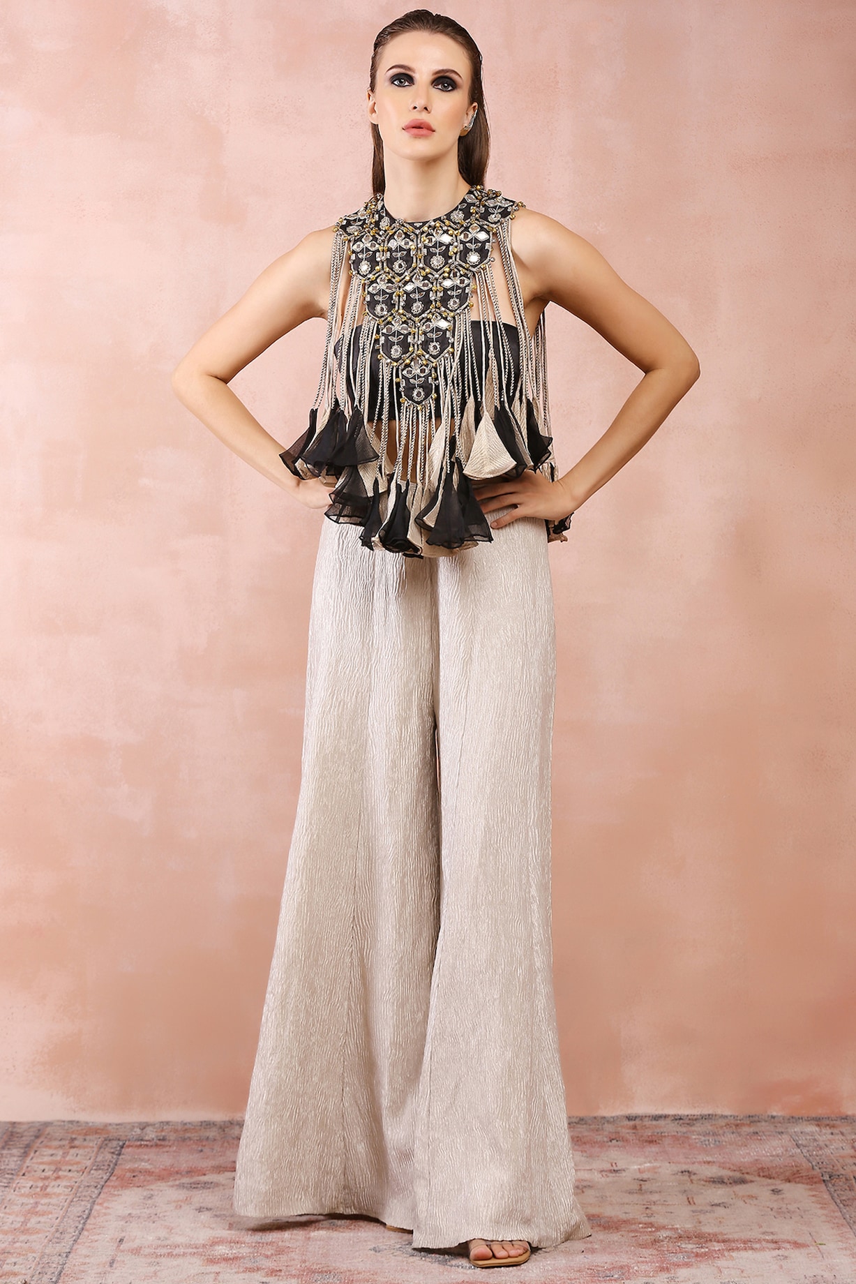 Dull Gold Crushed Tissue Sharara Set by Payal Singhal at Pernia's Pop ...