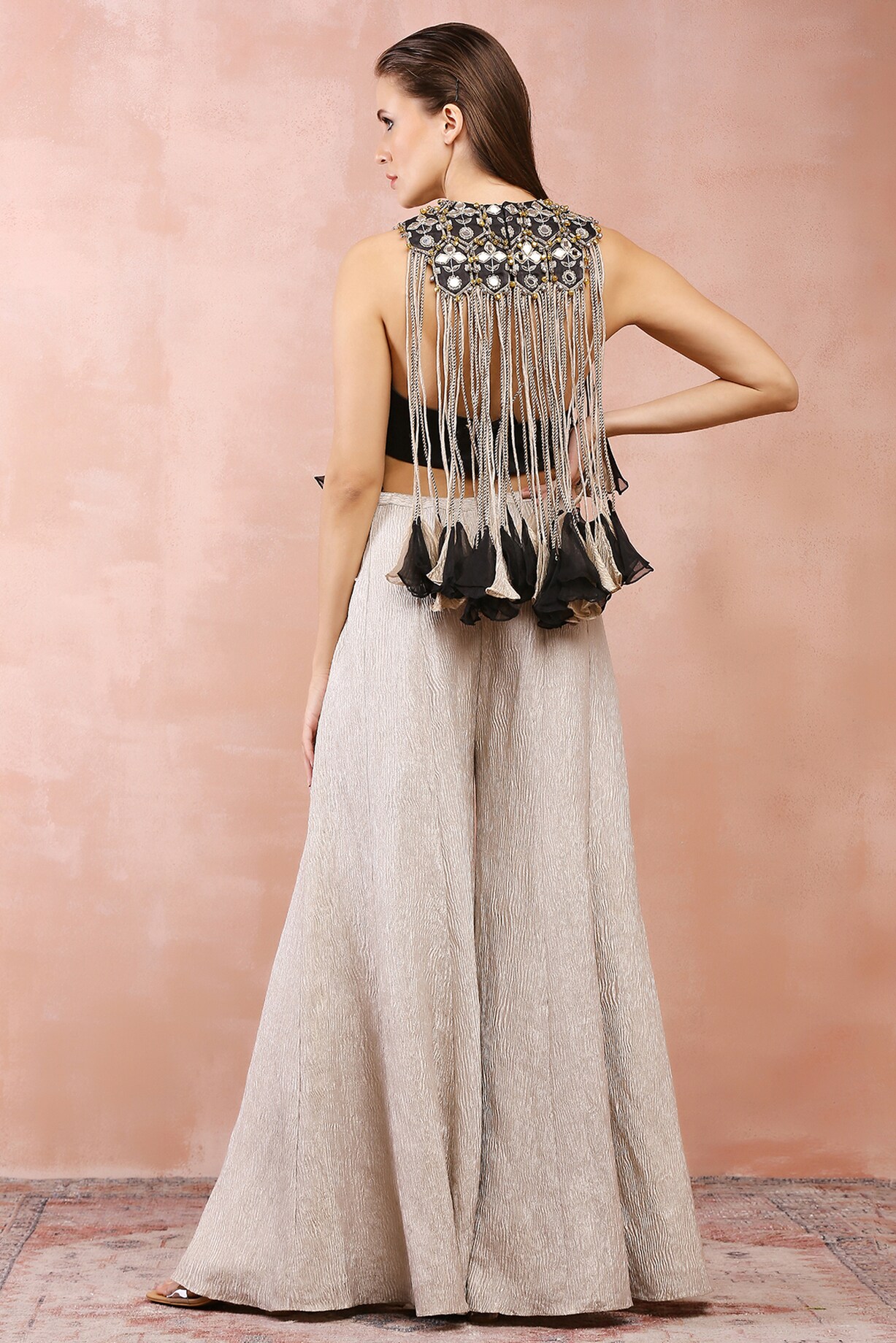 Dull Gold Crushed Tissue Sharara Set by Payal Singhal at Pernia's Pop ...