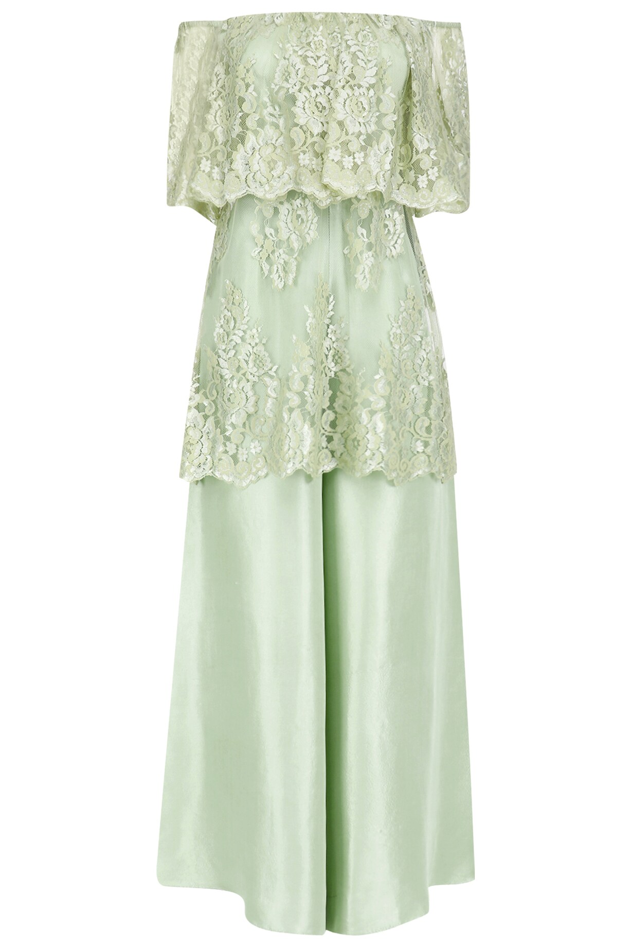 Mint chantilly lace off shoulder kurta set available only at Pernia's ...