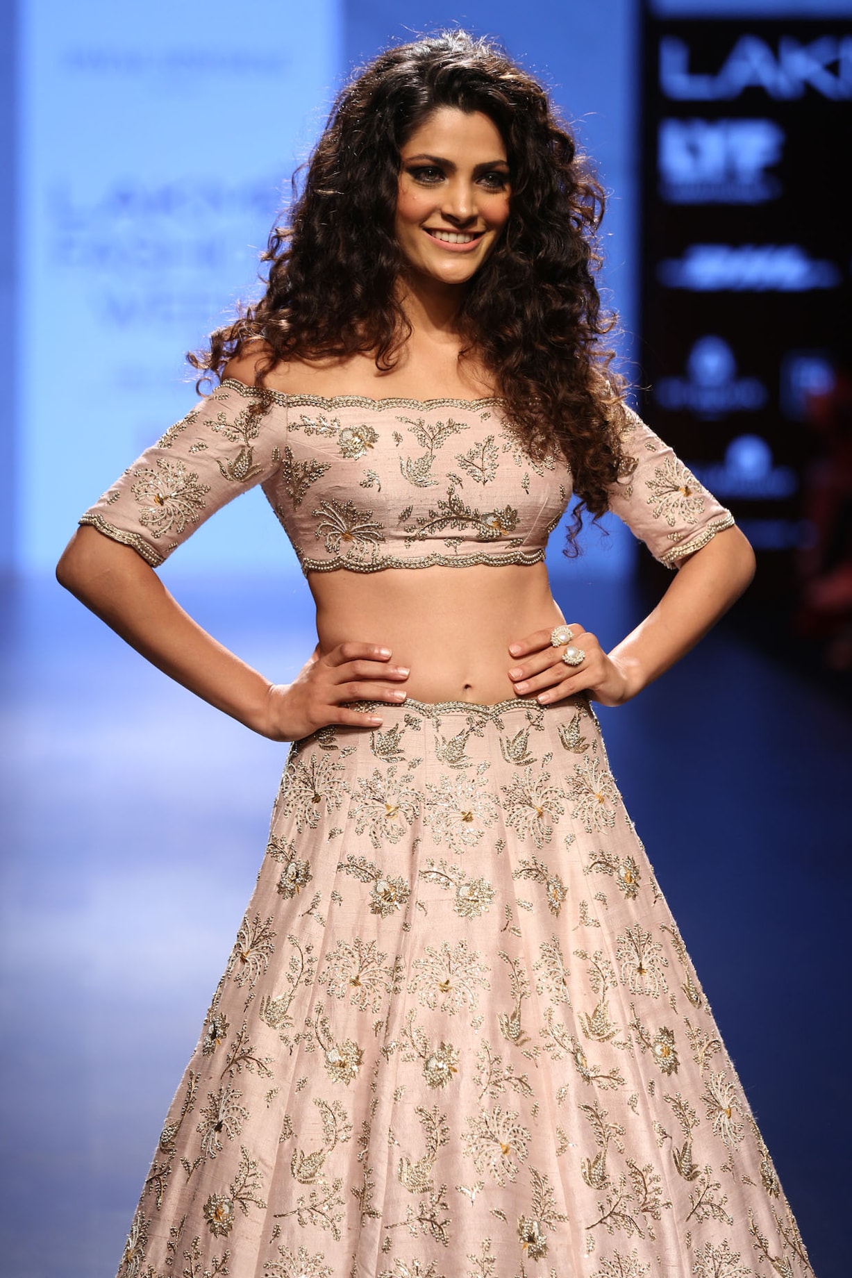 Blush Embroidered Lehenga and Off Shoulder Choli set available only at ...