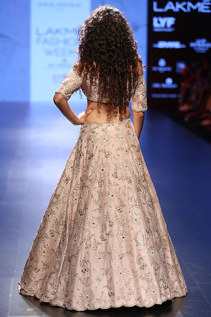Blush Embroidered Lehenga and Off Shoulder Choli set available only at ...