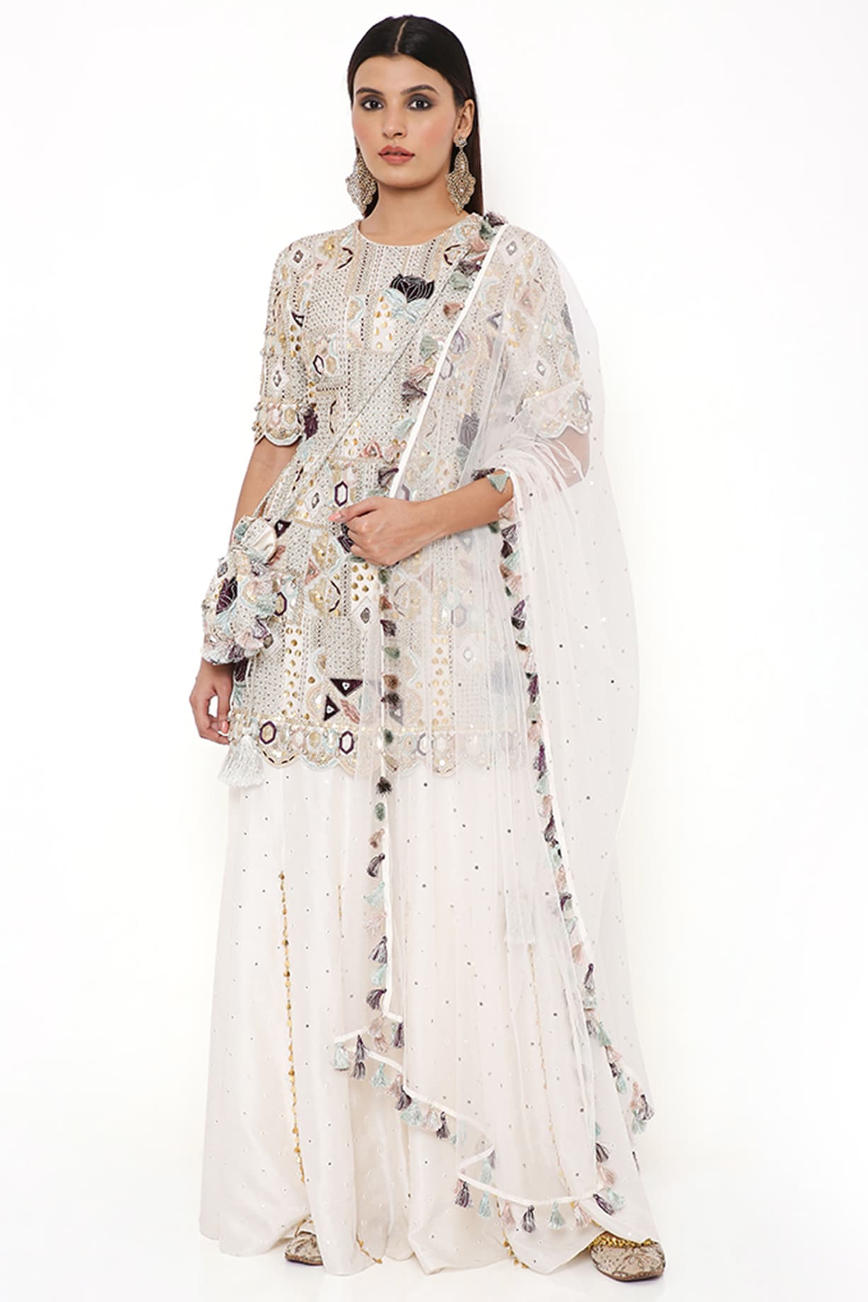 Ivory Silk Sharara Set by Payal Singhal at Pernia's Pop Up Shop 2025