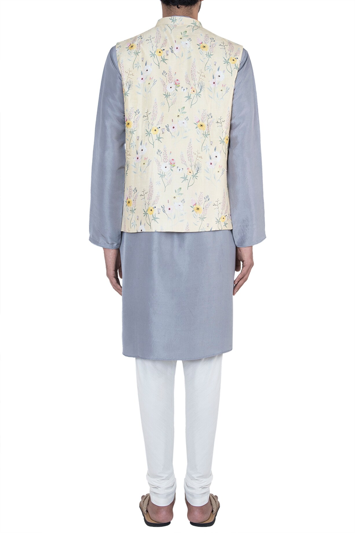 Lemon printed bandi jacket with kurta and churidar pants available only ...