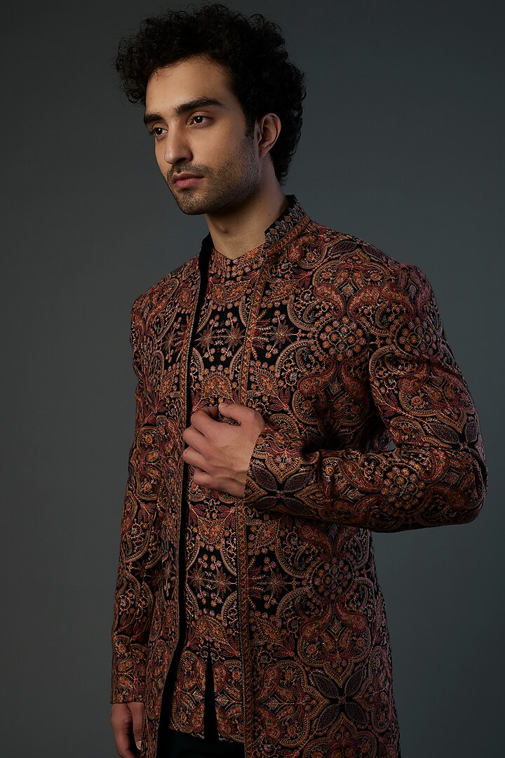 Buy Qbik Men Multi-Coloured Embroidered Indowestern Set at Pernia'sPopUpShopMen 2025