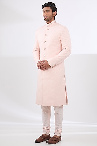 Buy peach color sherwani for men Online from Indian Designers 2024