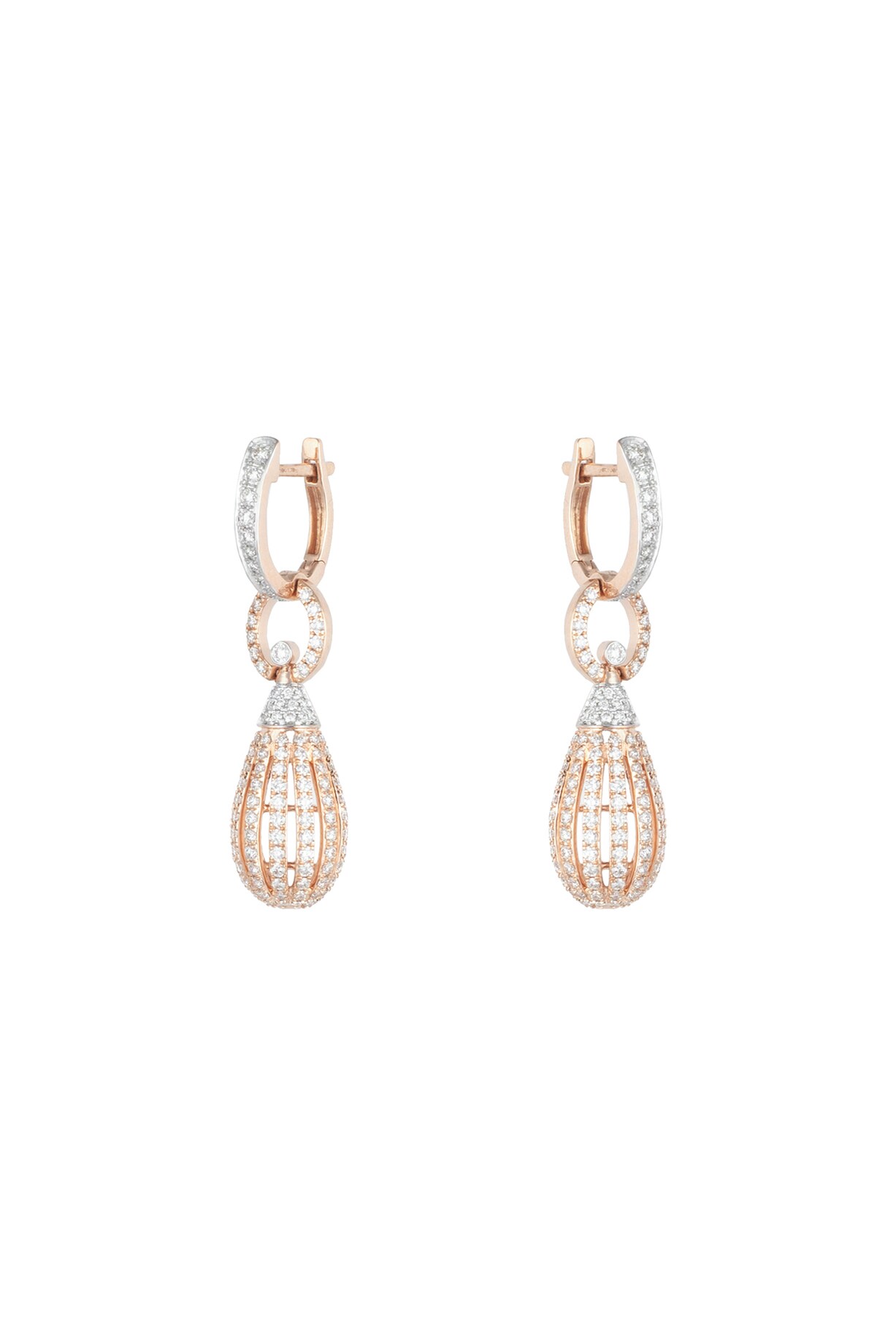 18kt Rose gold two tone diamond earrings by Qira Fine Jewellery at ...