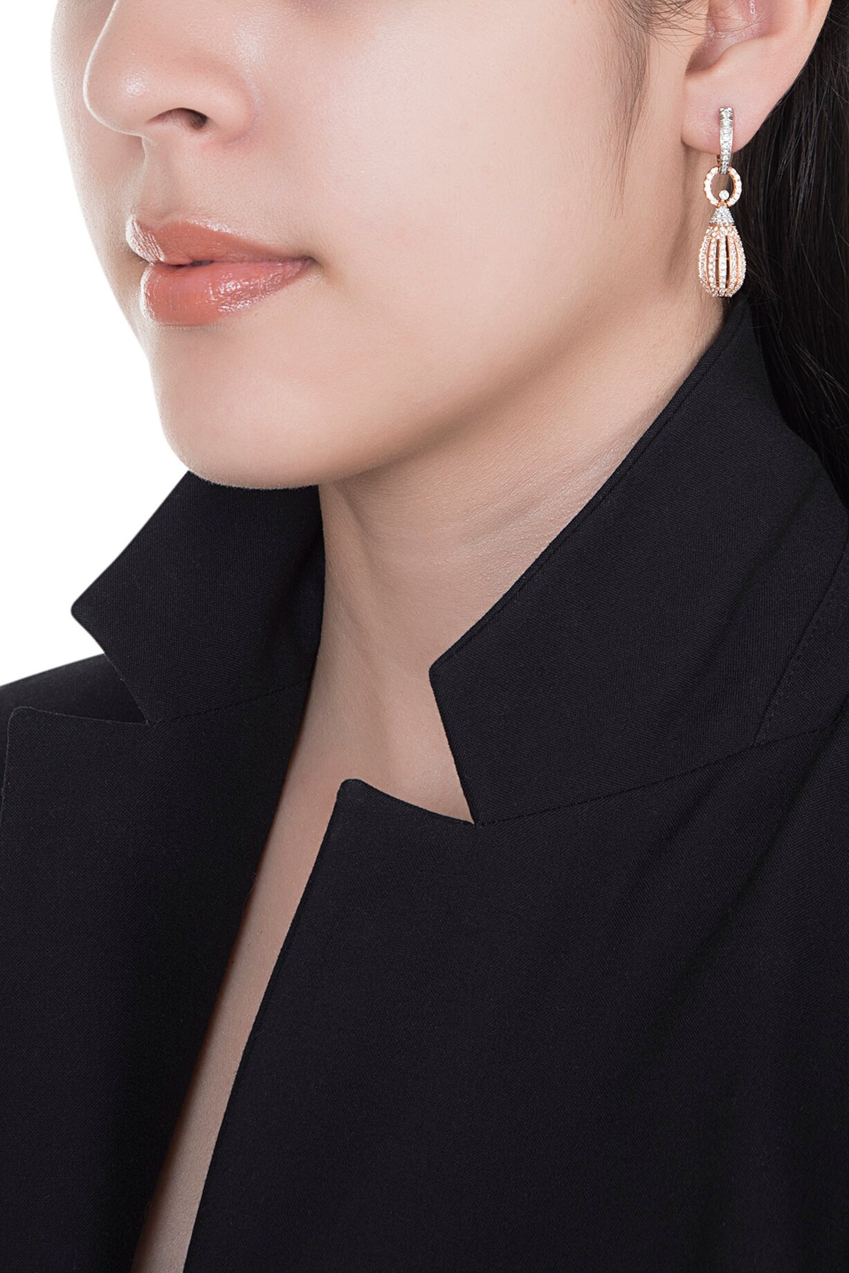 18kt Rose gold two tone diamond earrings by Qira Fine Jewellery at ...