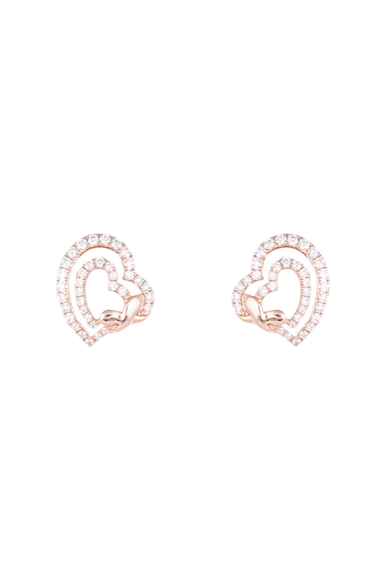 18kt Rose gold diamond heart stud earrings by Qira Fine Jewellery at ...
