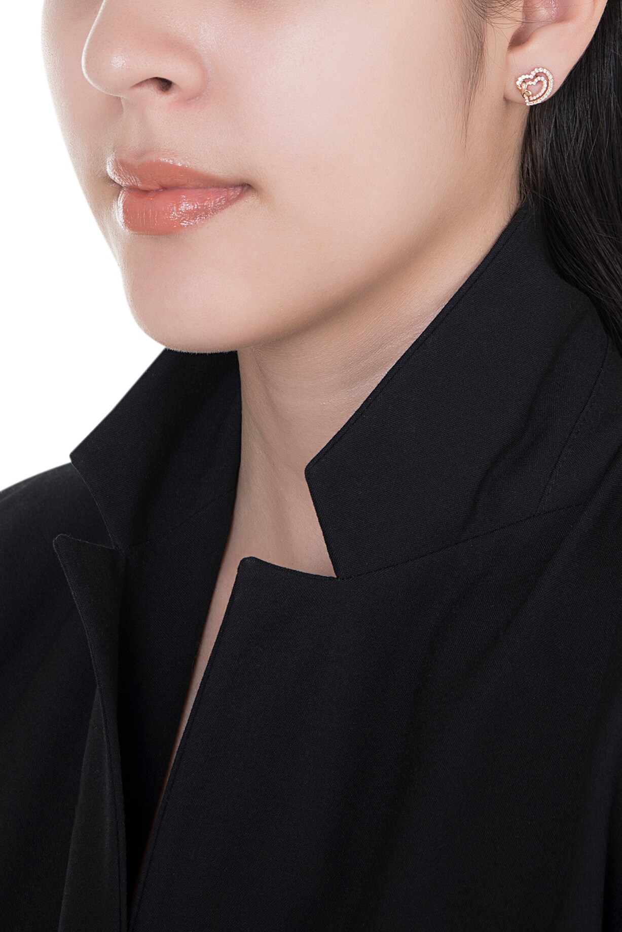 18kt Rose gold diamond heart stud earrings by Qira Fine Jewellery at ...