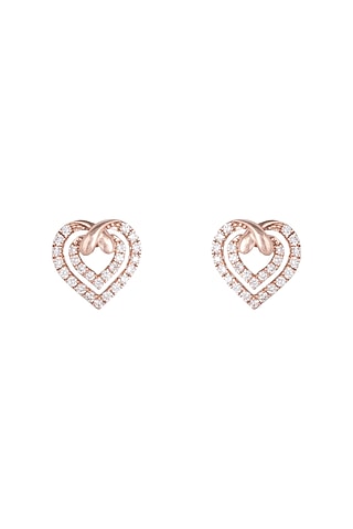 18kt Rose gold diamond infinity heart stud earrings by Qira Fine ...