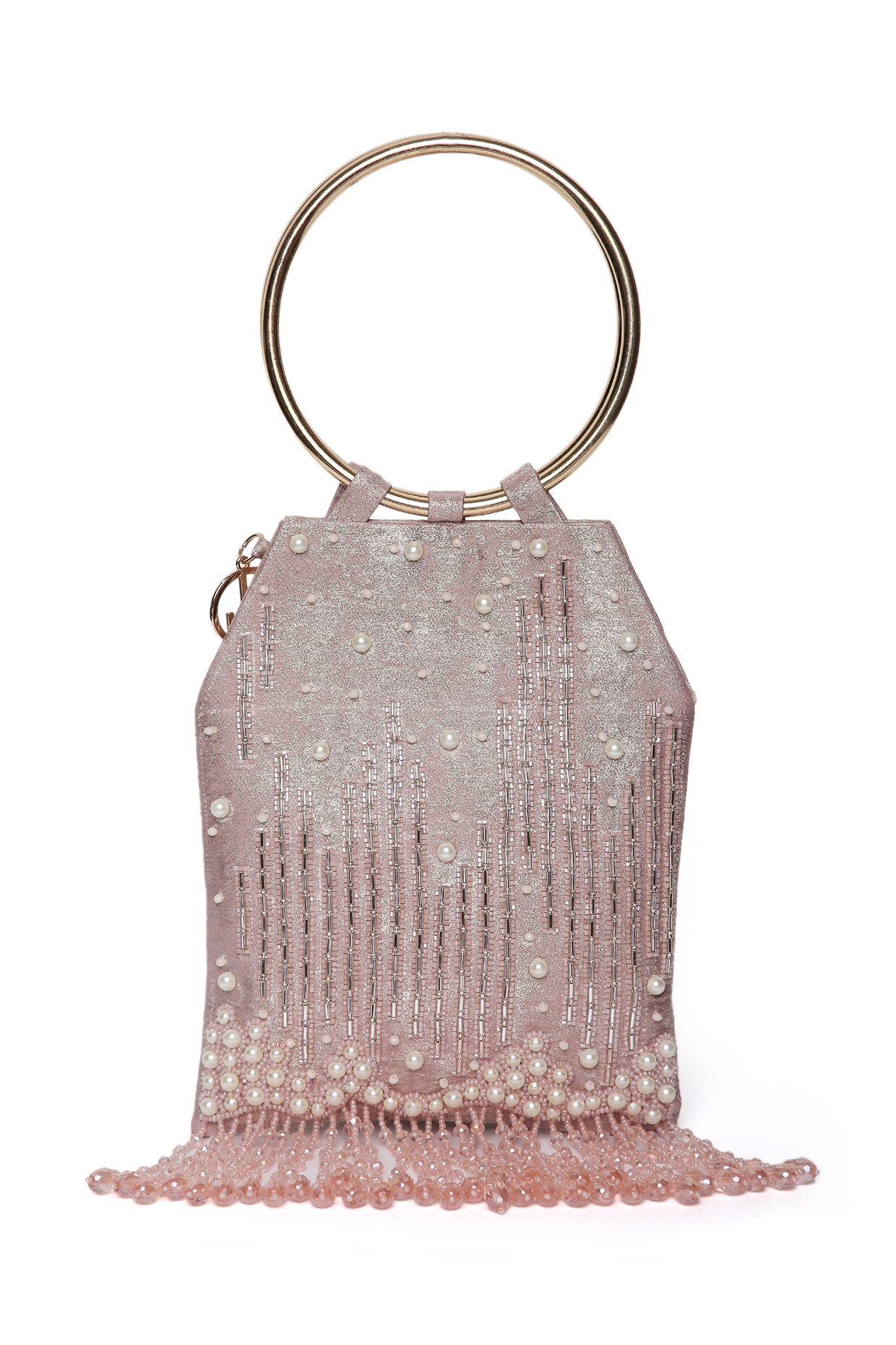 Pink Shimmer Suede Embellished Mini Handbag by Quirky Tales at Pernia's ...