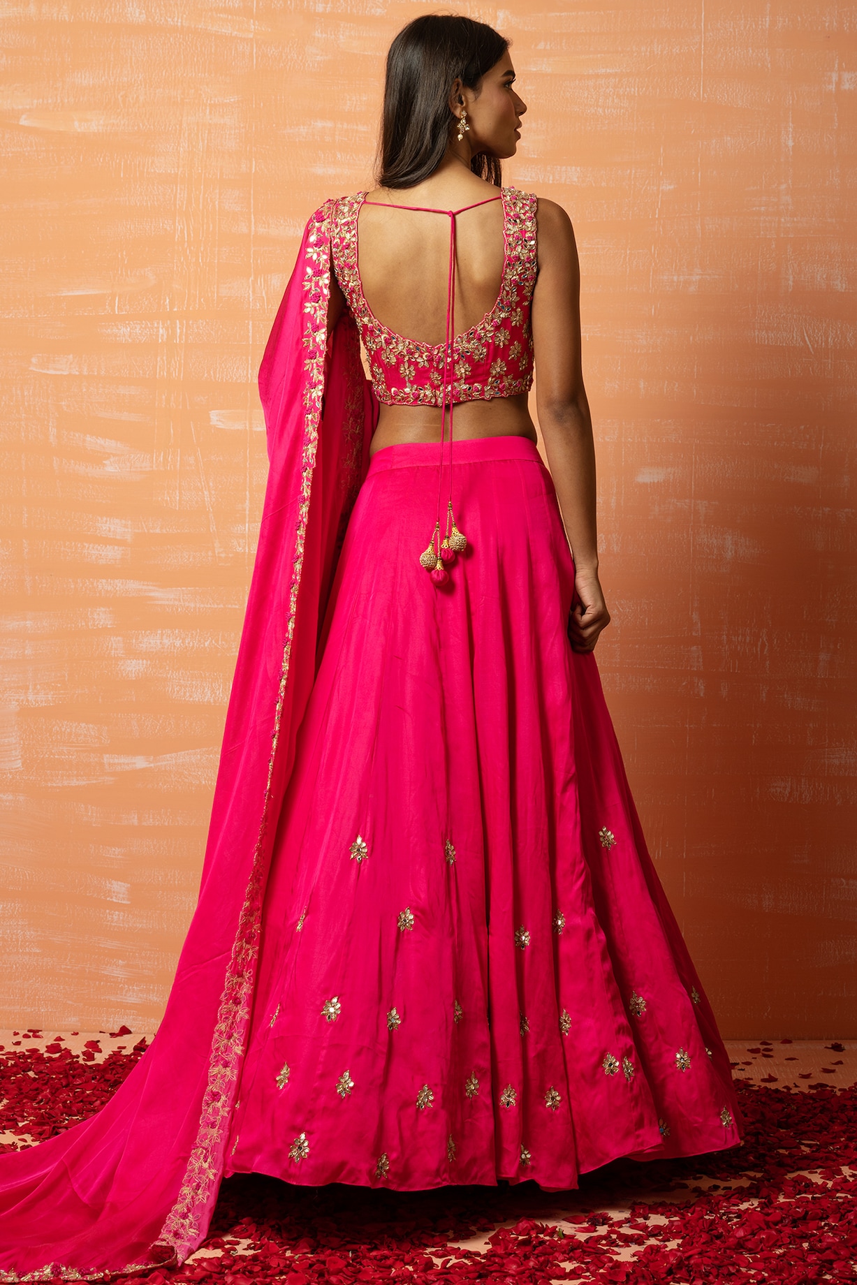 Hot Pink Hand Embroidered Wedding Lehenga Set by Quench A Thirst at ...