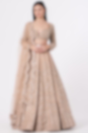 Beige Hand Embroidered Bridal Lehenga Set by Rajbinder Chahal at Pernia ...