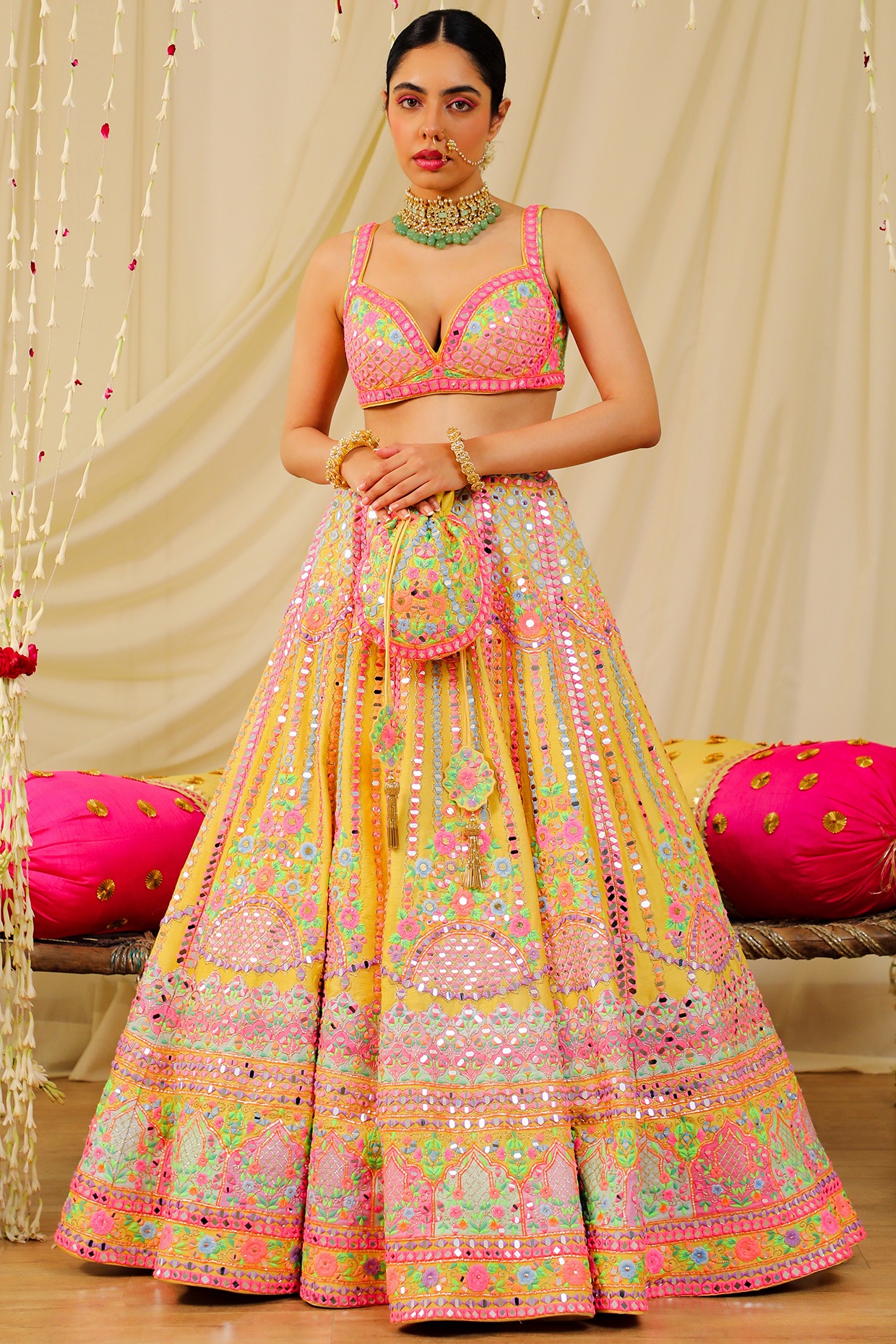 Yellow Embroidered Bridal Lehenga Set by Rajbinder Chaha at Pernia's ...