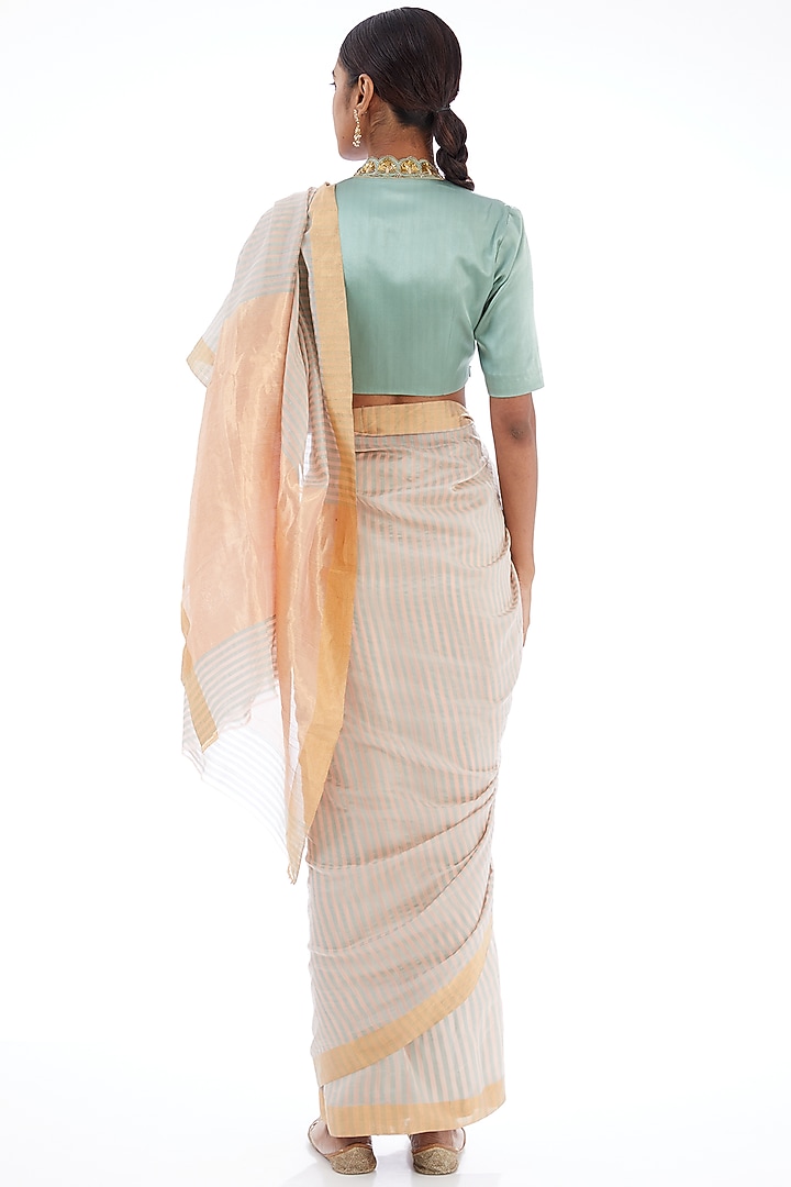 Pale Pink & Pale Blue Silk Saree by Raw Mango at Pernia's Pop Up Shop 2025