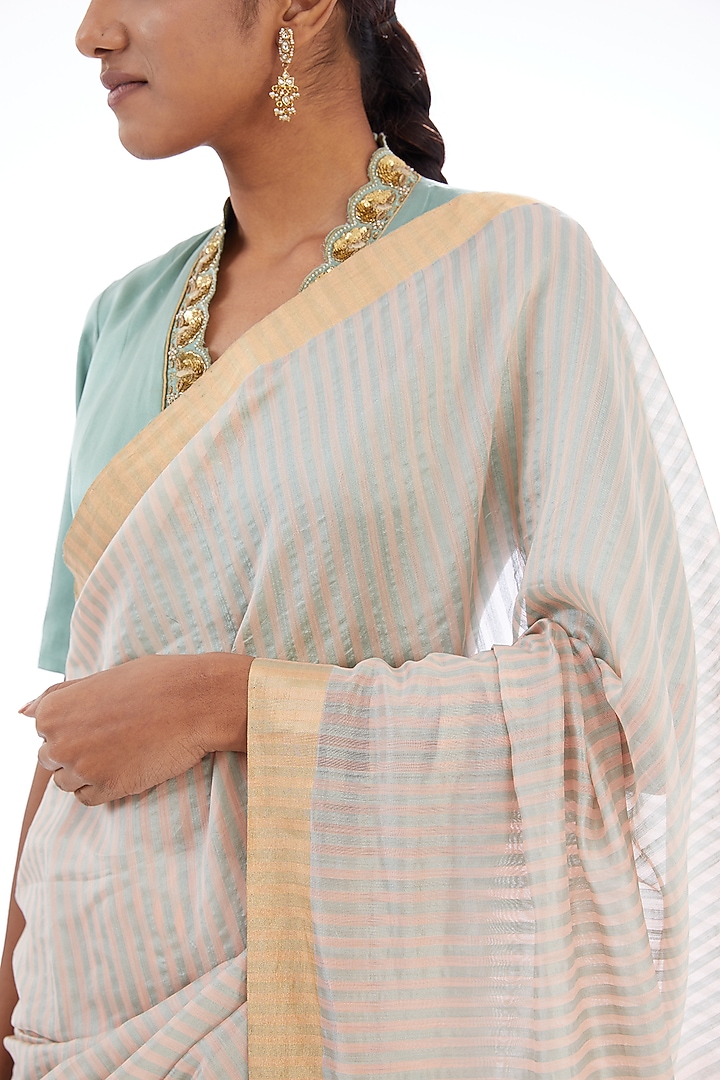 Pale Pink & Pale Blue Silk Saree by Raw Mango at Pernia's Pop Up Shop 2025