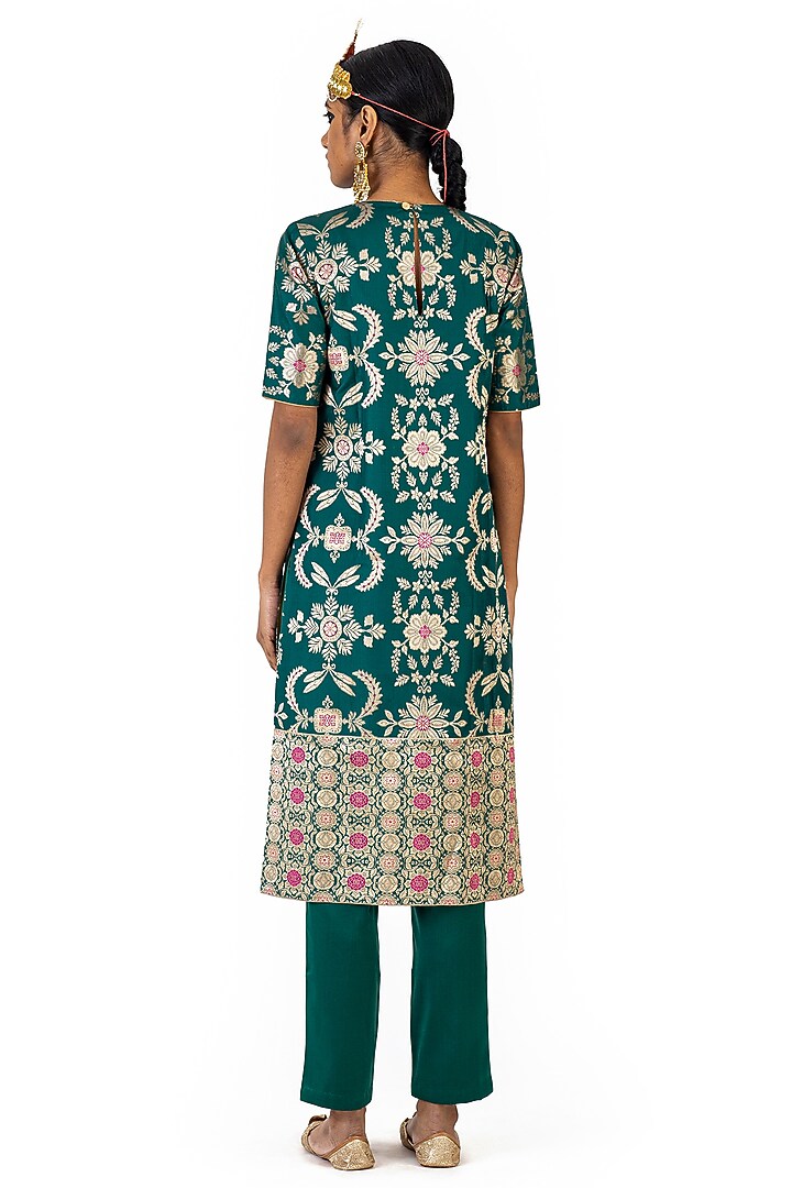 Green Silk Brocade Kurta Set Design by Raw Mango at Pernia's Pop Up ...