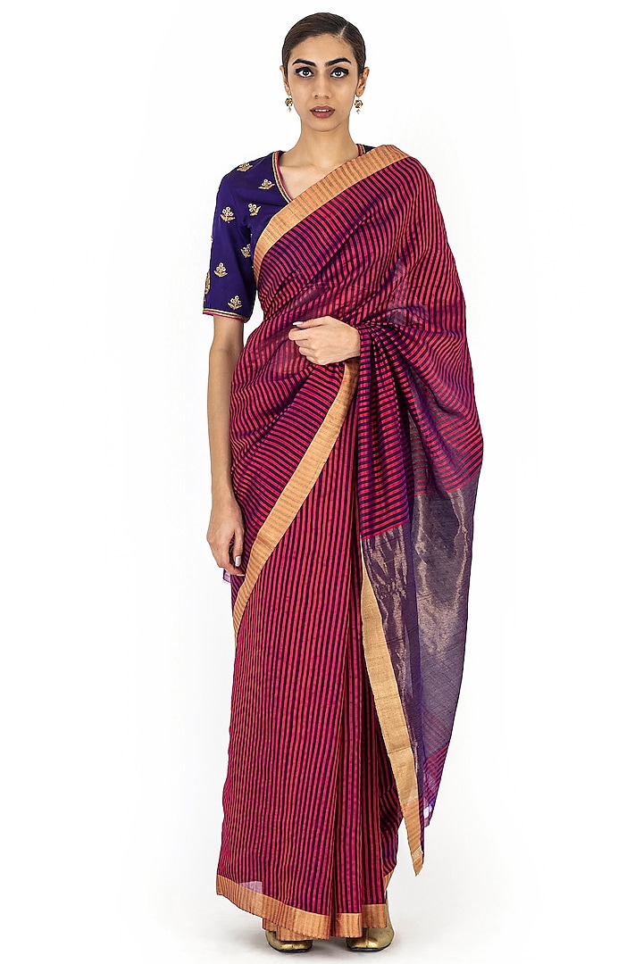 Red & Purple Chanderi Silk Saree by Raw Mango at Pernia's Pop Up Shop 2025