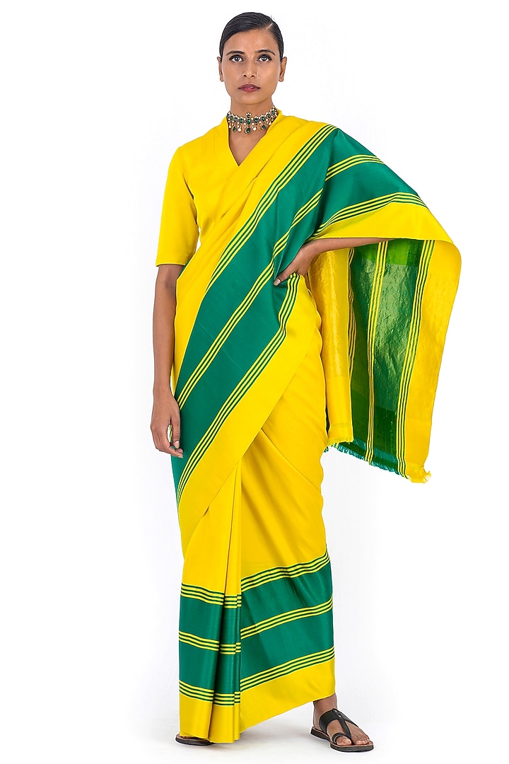 Yellow Mashru Silk Saree Design by Raw Mango at Pernia's Pop Up Shop 2024