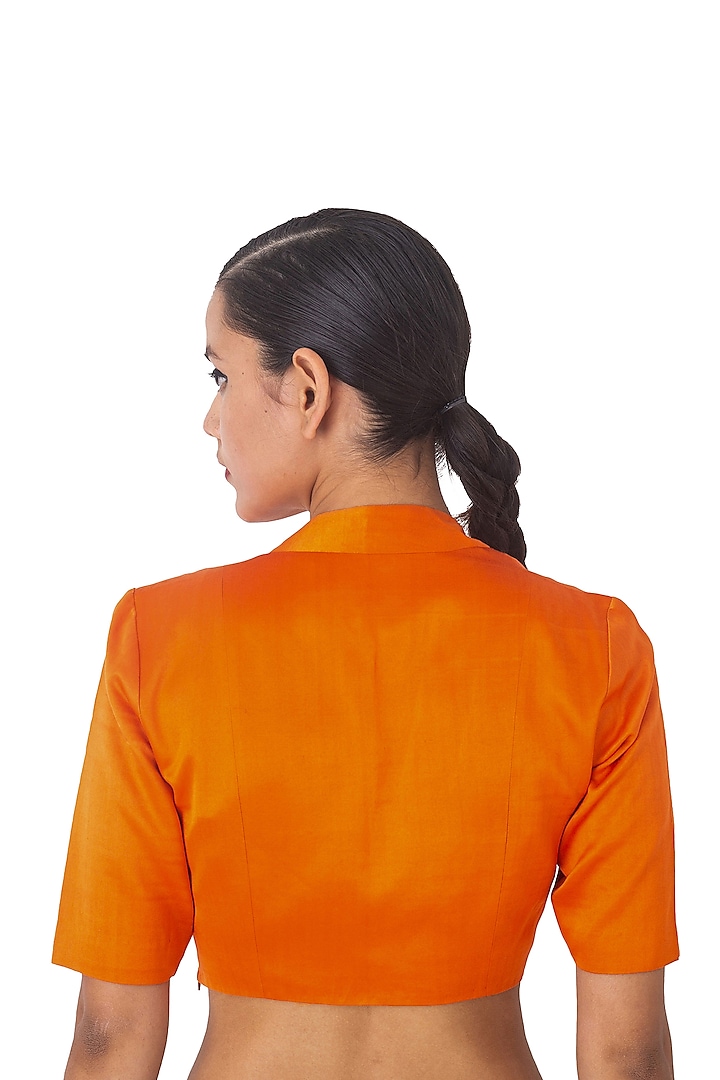 Orange Silk Satin Blouse by Raw Mango at Pernia's Pop Up Shop 2025