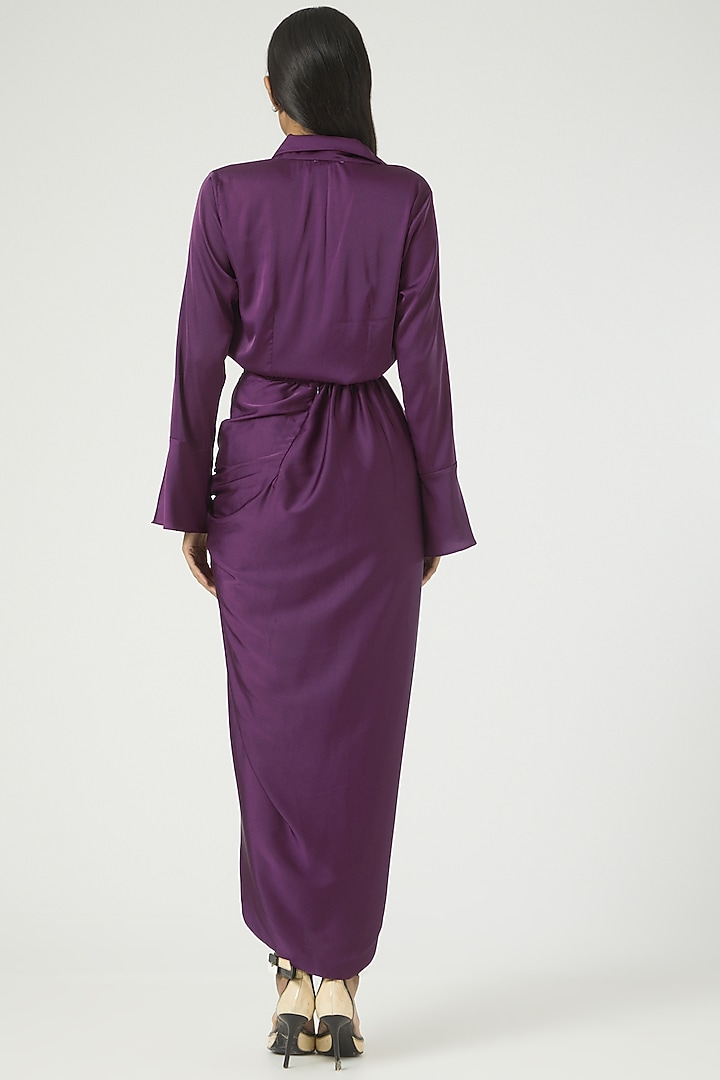 Purple Luxury Satin Dhoti Skirt Set by Ranng at Pernia's Pop Up Shop 2026