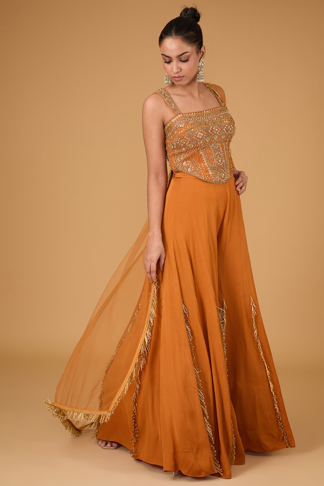 Orange Georgette Paneled Sharara Set by Reeti Arneja at Pernia's Pop Up ...